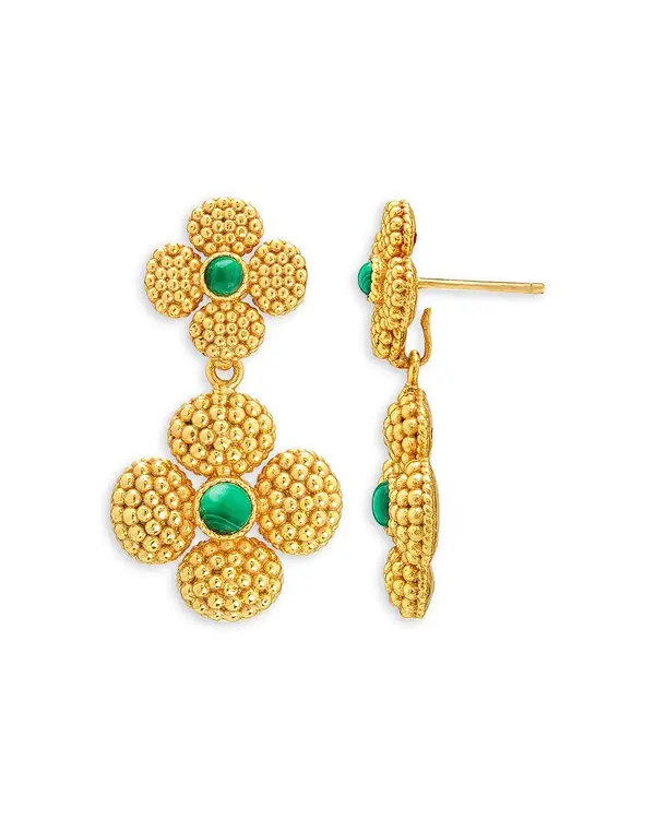 CAPUCINE DE WULF Convertible Clover Stud Earrings - Malachite