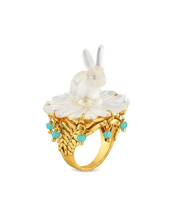 CAPUCINE DE WULF Villandry Bunny On Flower Ring - Gold