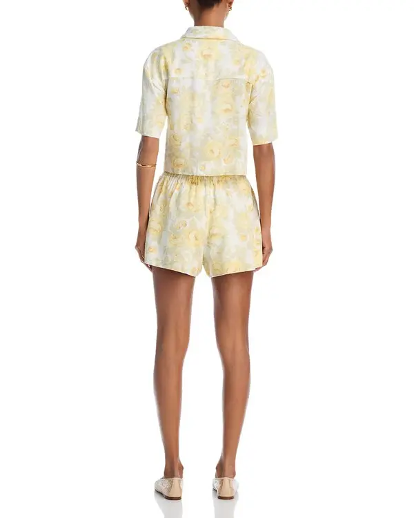 Aqua Rose Print Shorts