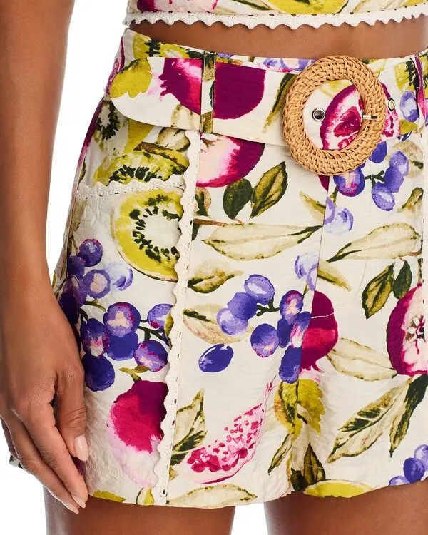 Aqua Fruit Vine Printed Shorts