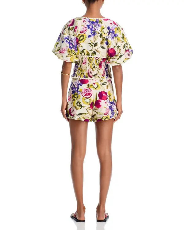Aqua Fruit Vine Printed Shorts
