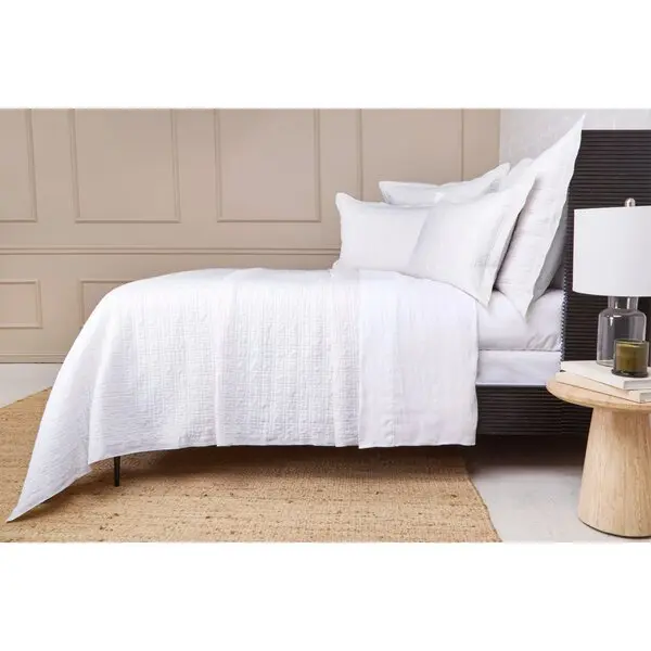 POM POM AT HOME Owen Linen/cotton Quilted Standard Sham - White