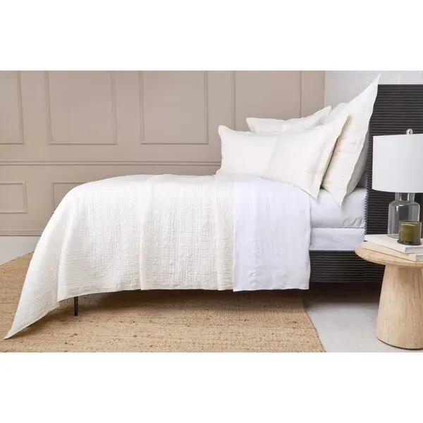 POM POM AT HOME Owen Linen/cotton Quilted Oversized Euro Sham - Cream