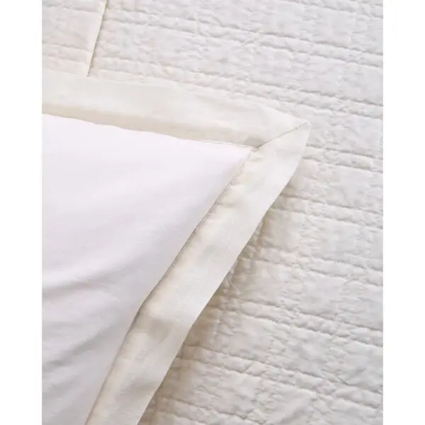 POM POM AT HOME Owen Linen/cotton Quilted Oversized Euro Sham - Cream