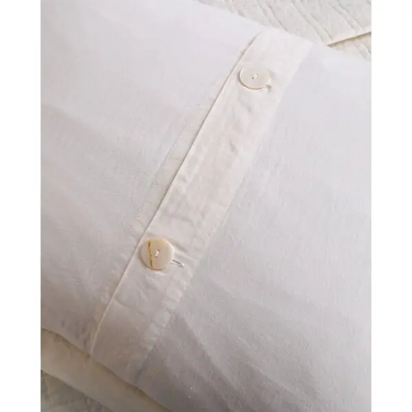POM POM AT HOME Owen Linen/cotton Quilted Oversized Euro Sham - Cream