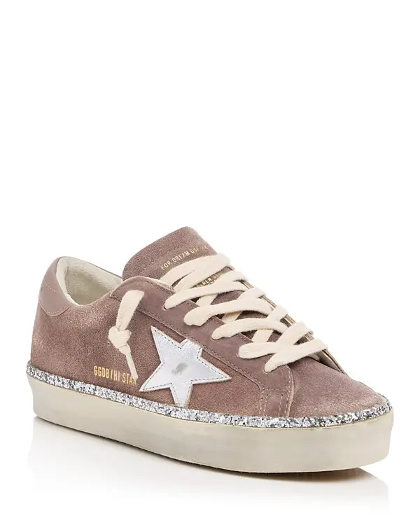 GOLDEN GOOSE Hi Star Lace Up Sneakers - Cinder/silver