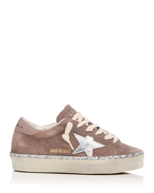 GOLDEN GOOSE Hi Star Lace Up Sneakers - Cinder/silver