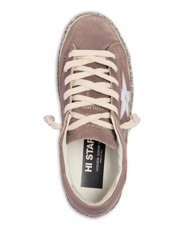 GOLDEN GOOSE Hi Star Lace Up Sneakers - Cinder/silver