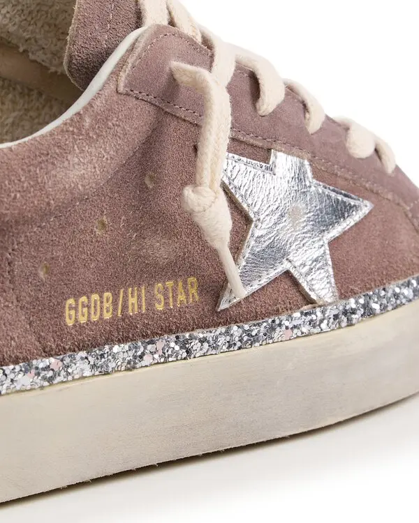 GOLDEN GOOSE Hi Star Lace Up Sneakers - Cinder/silver