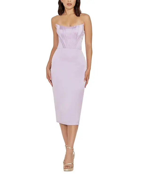 Dress The Population Cosette Strapless Midi Dress - Lilac | Editorialist