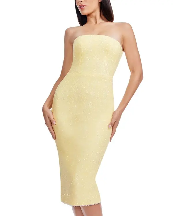 Dress The Population Viviana Dress - Pastel Yellow