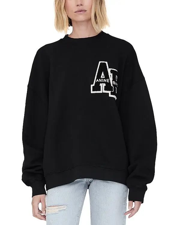 ANINE BING Miles Oversized Cotton Sweater - Black