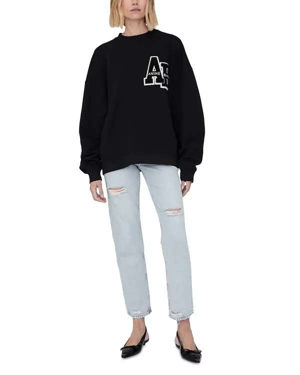 ANINE BING Miles Oversized Cotton Sweater - Black
