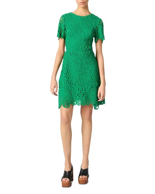 Maje Short Crochet Dress In Green - 50% Off | Editorialist
