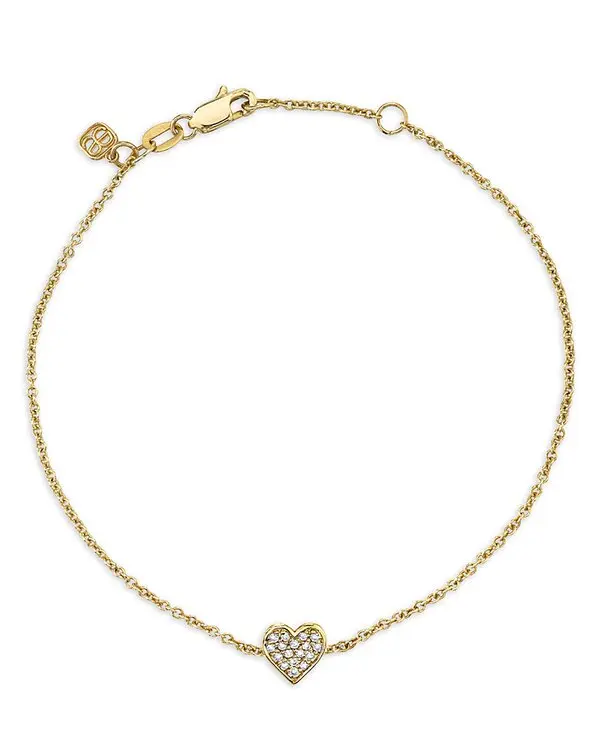 SYDNEY EVAN 14k Yellow Diamond Pave Heart Bracelet - Gold