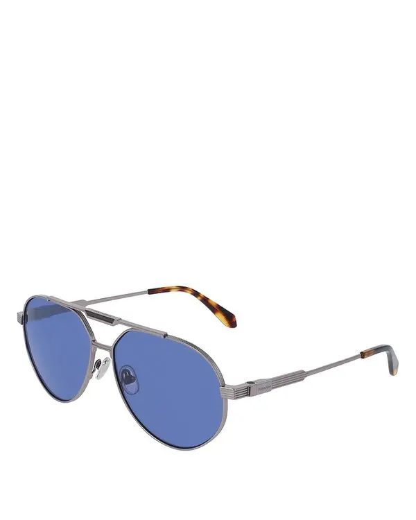 FERRAGAMO Aviator Brow Bar Sunglasses - Matte Ruthenium