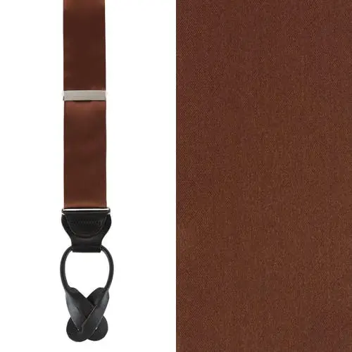 Trafalgar Big & Tall Dutton Silk Button-end Suspenders - Brown