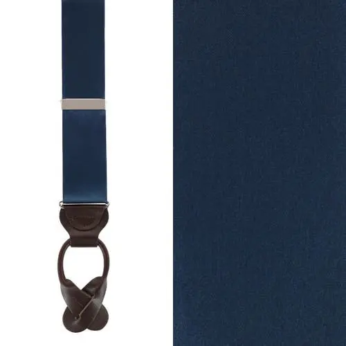 Trafalgar Big & Tall Dutton Silk Button-end Suspenders - Navy