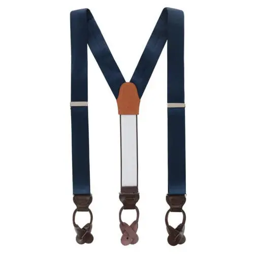 Trafalgar Big & Tall Dutton Silk Button-end Suspenders - Navy