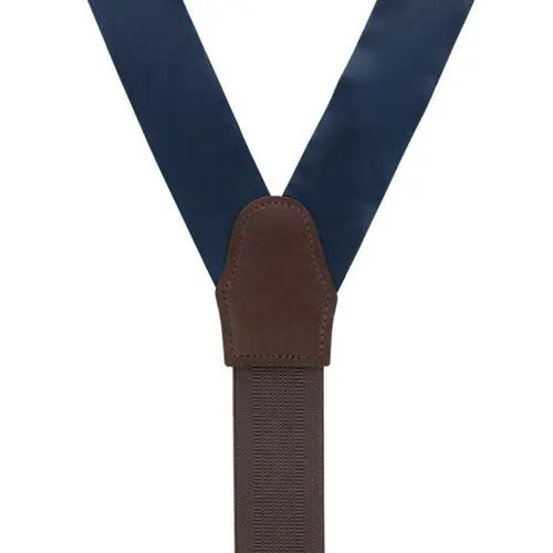 Trafalgar Big & Tall Dutton Silk Button-end Suspenders - Navy