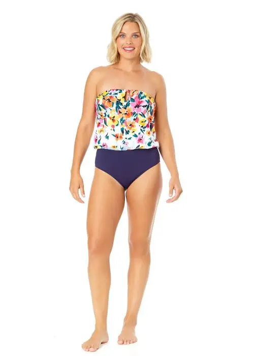 ANNE COLE Strapless Blouson One Piece Swimsuit