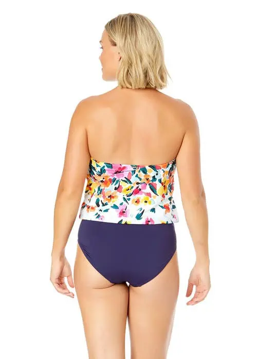 ANNE COLE Strapless Blouson One Piece Swimsuit