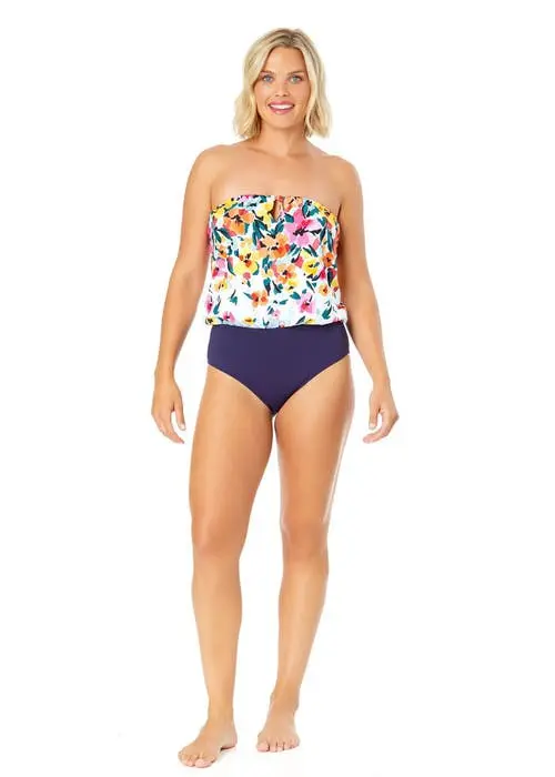 ANNE COLE Strapless Blouson One Piece Swimsuit