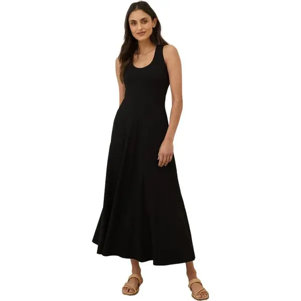 PACT Organic Cotton Fit & Flare Maxi Dress - Black