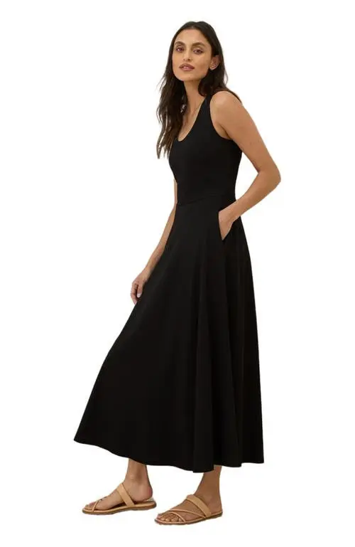 PACT Organic Cotton Fit & Flare Maxi Dress - Black