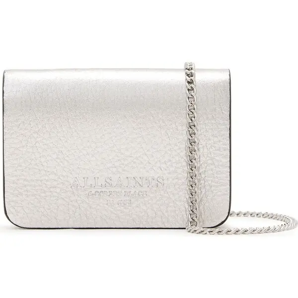 ALLSAINTS The Honore Leather Cardholder - Silver