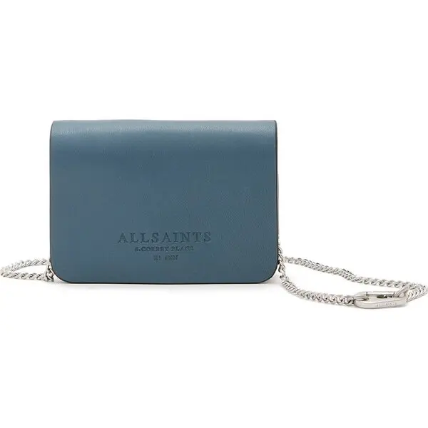 ALLSAINTS The Honore Leather Cardholder - Steel Blue