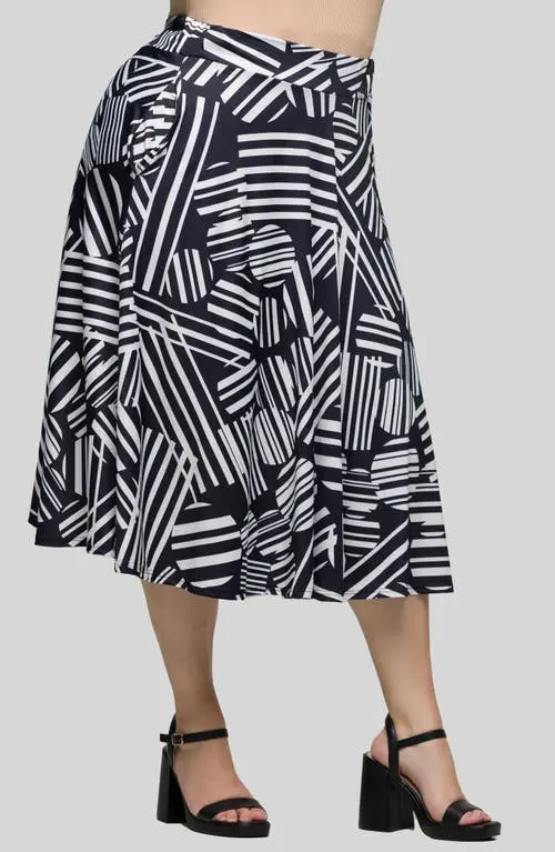 24SEVEN COMFORT APPAREL Printed Midi Skirt