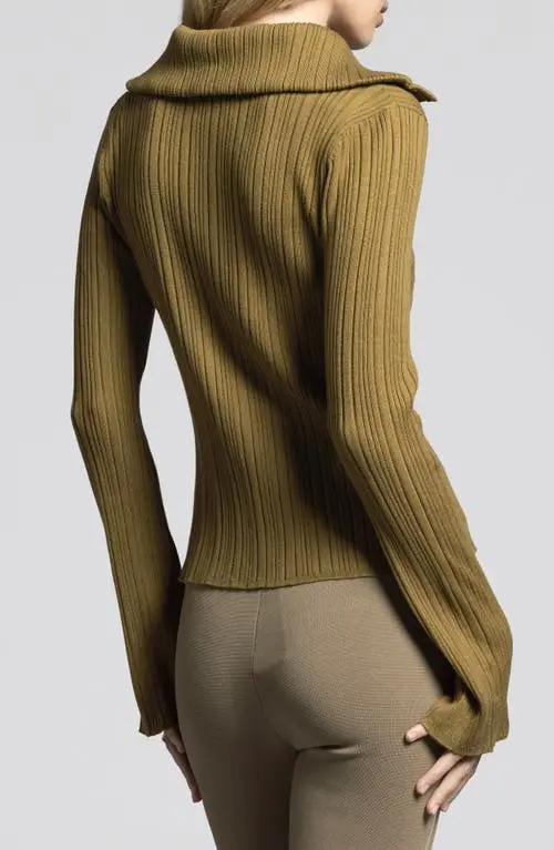 WEEKEND LOS ANGELES Marisa Ribbed Polo Sweater - Oregano