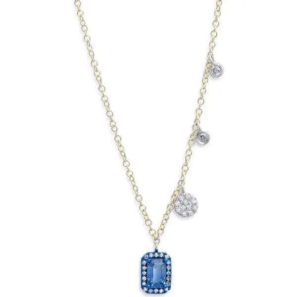 Meira T 14k Gold Diamond Pavé Sapphire Pendant & Charms Necklace - Blue