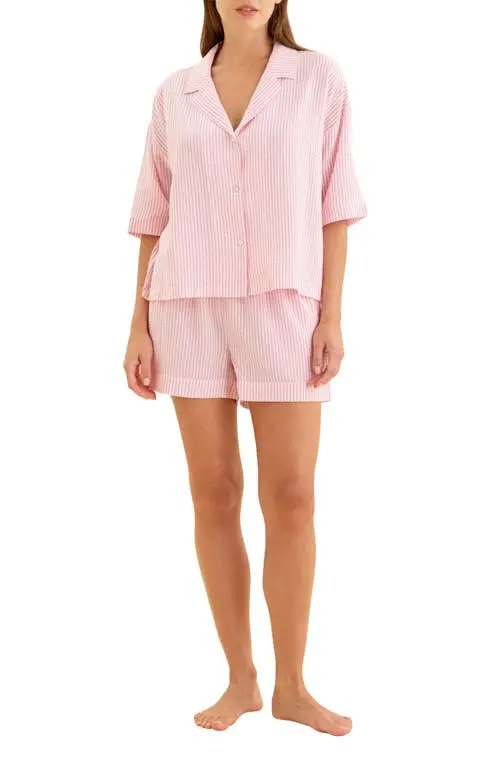 PAPINELLE Sabine Seersucker Stripe Boxer Short Pajamas