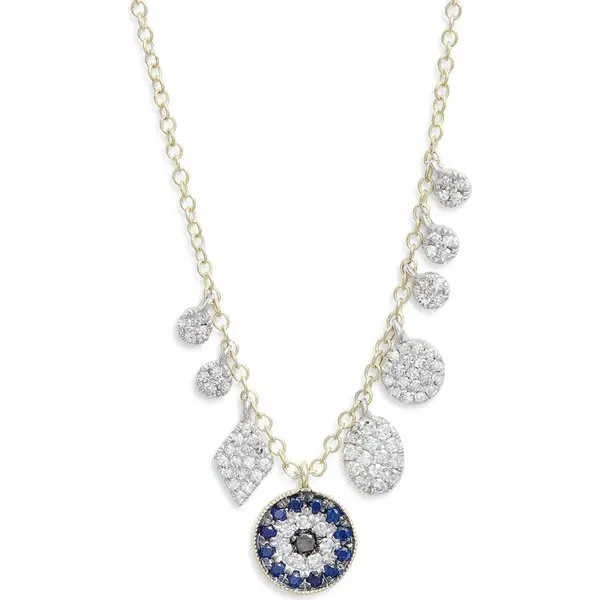 Meira T Evil Eye Diamond & Sapphire Necklace - Blue