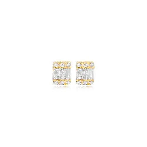 MAZIN JEWELS Mini Baguette Stud Earrings - Gold