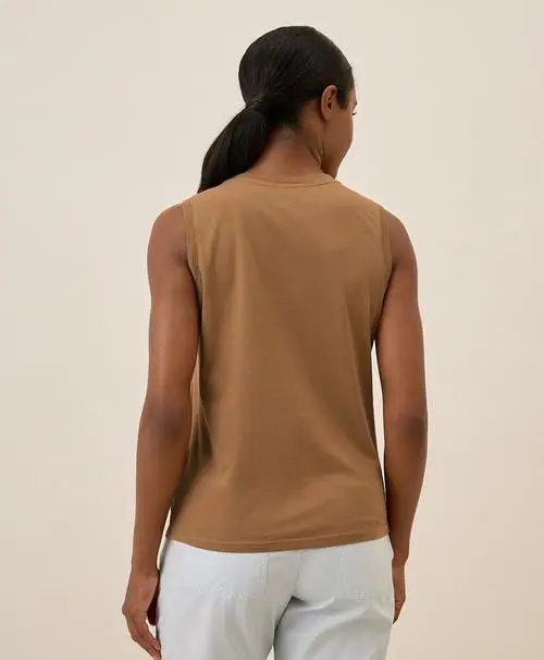 PACT Organic Cotton Softspun V-neck Tank - Brown Sugar