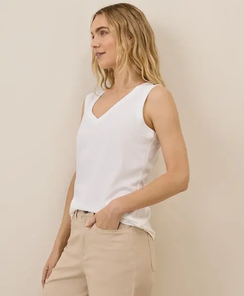 PACT Organic Cotton Softspun V-neck Tank - White