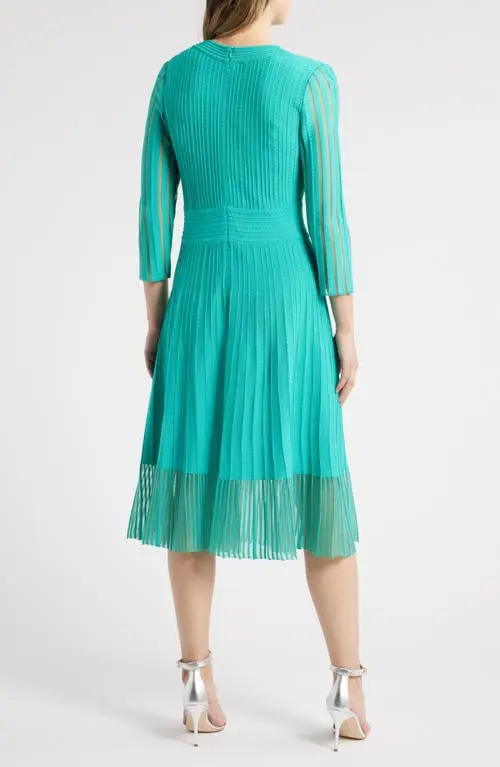 Ming Wang Ribbed Fit & Flare Midi Sweater Dress