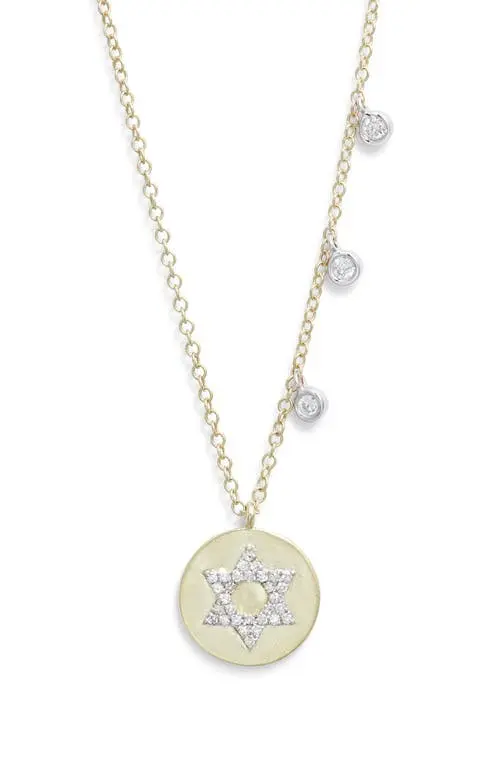 Meira T Diamond Star Of David Disc Pendant Necklace - Gold