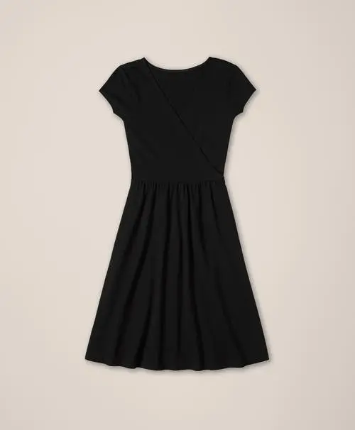 PACT Organic Cotton Fit & Flare Crossover Dress - Black