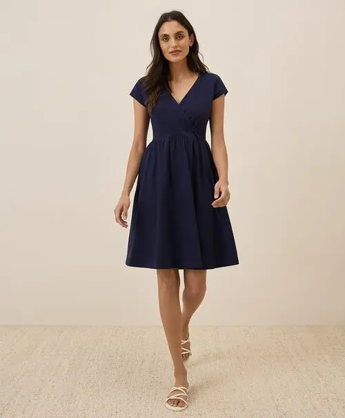 PACT Fit & Flare Crossover Dress - Eclipse