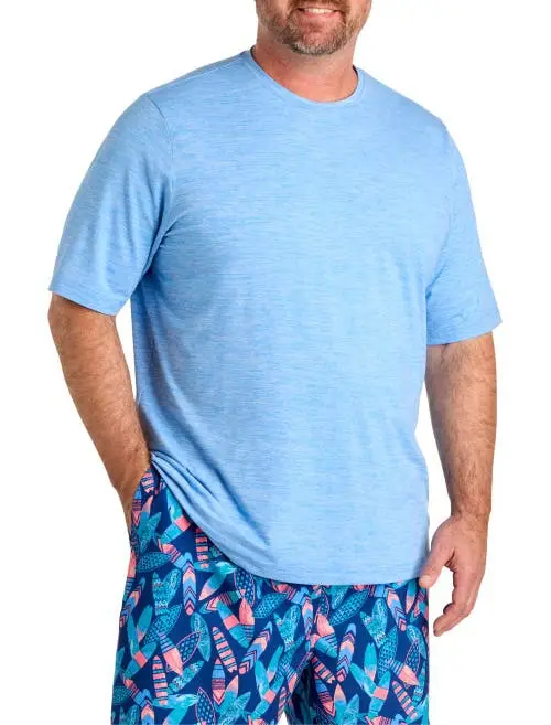 HARBOR BAY BY DXL Big & Tall Marled Swim Top - Carribean Sea Hthr