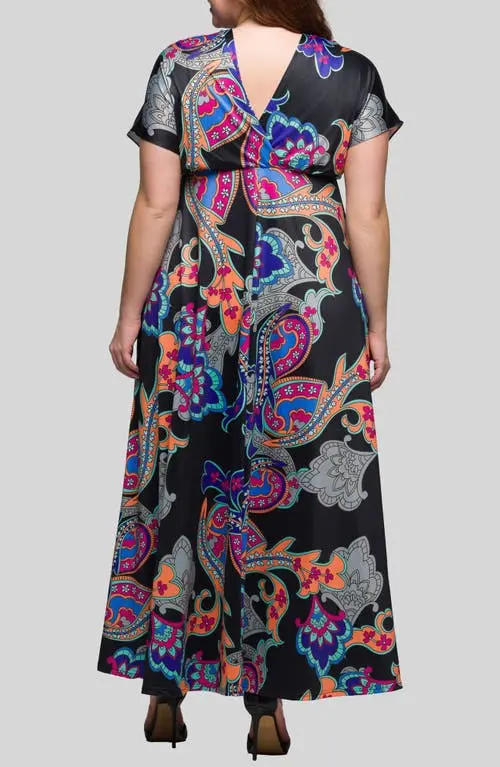 24SEVEN COMFORT APPAREL Paisley Knit Maxi Dress