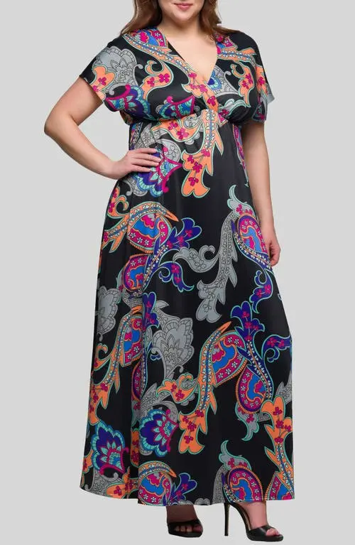 24SEVEN COMFORT APPAREL Paisley Knit Maxi Dress
