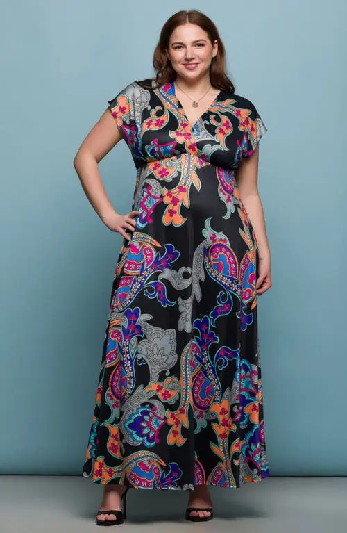 24SEVEN COMFORT APPAREL Paisley Knit Maxi Dress