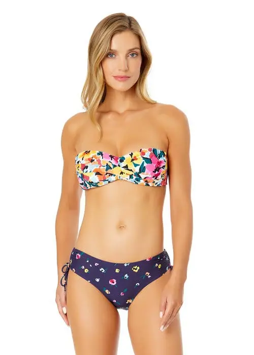 ANNE COLE Floral Twist Bandeau Bikini Top - Gradient Floral