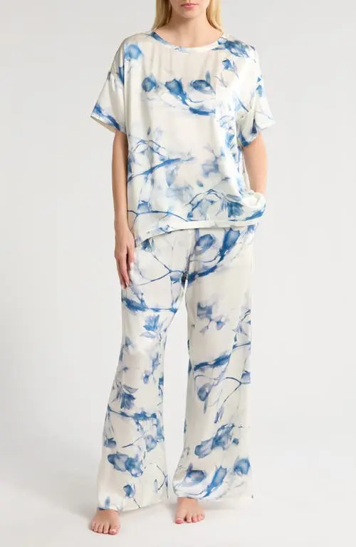 Lunya X Grace Dines Washable Silk Pajamas - Whispered Bloom Large