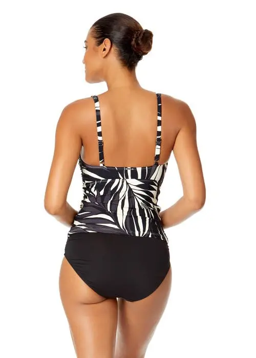 ANNE COLE Ring Front Tankini Swim Top - Palm Chic